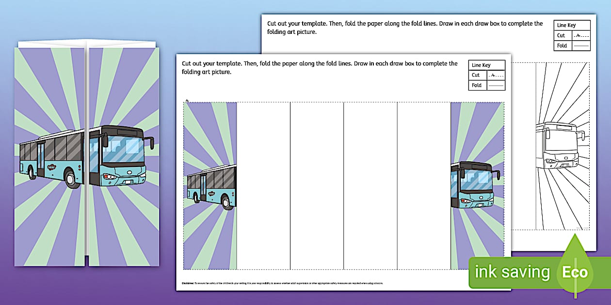 Bus Folding Art Template (teacher made) - Twinkl