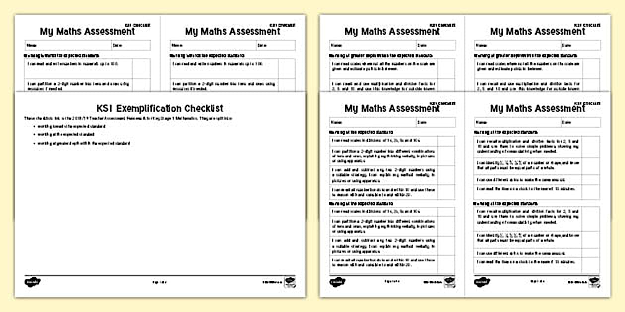 KS1 TAF (Teacher Assessment Framework) Statements Checklist