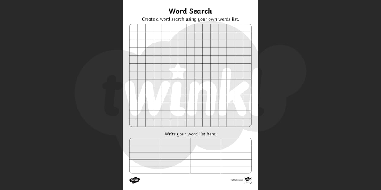 empty word search printable