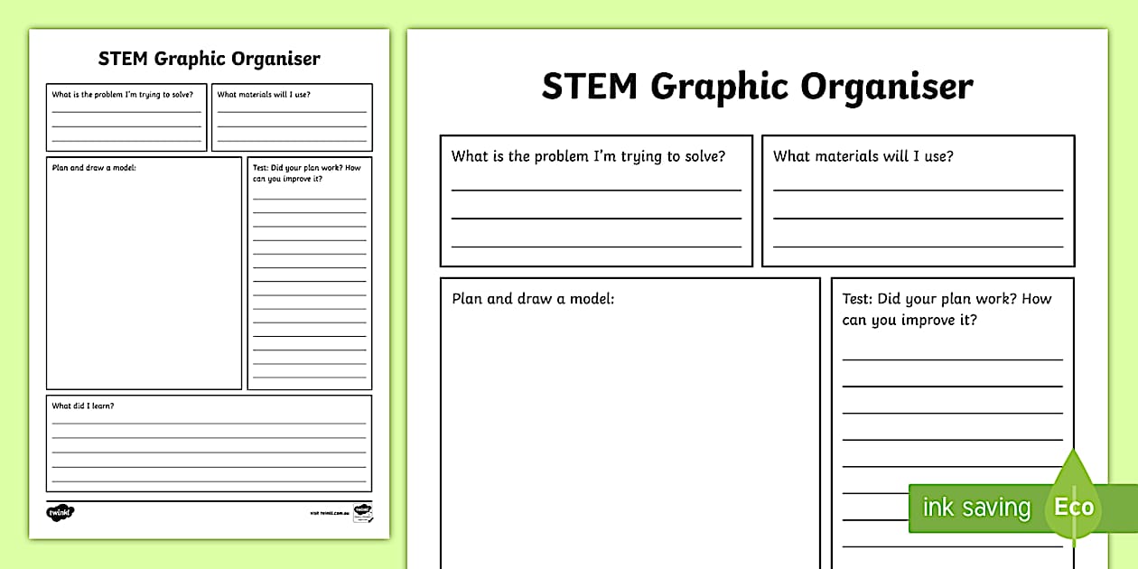 Cursive STEM Organiser and Reflection Activity - Twinkl
