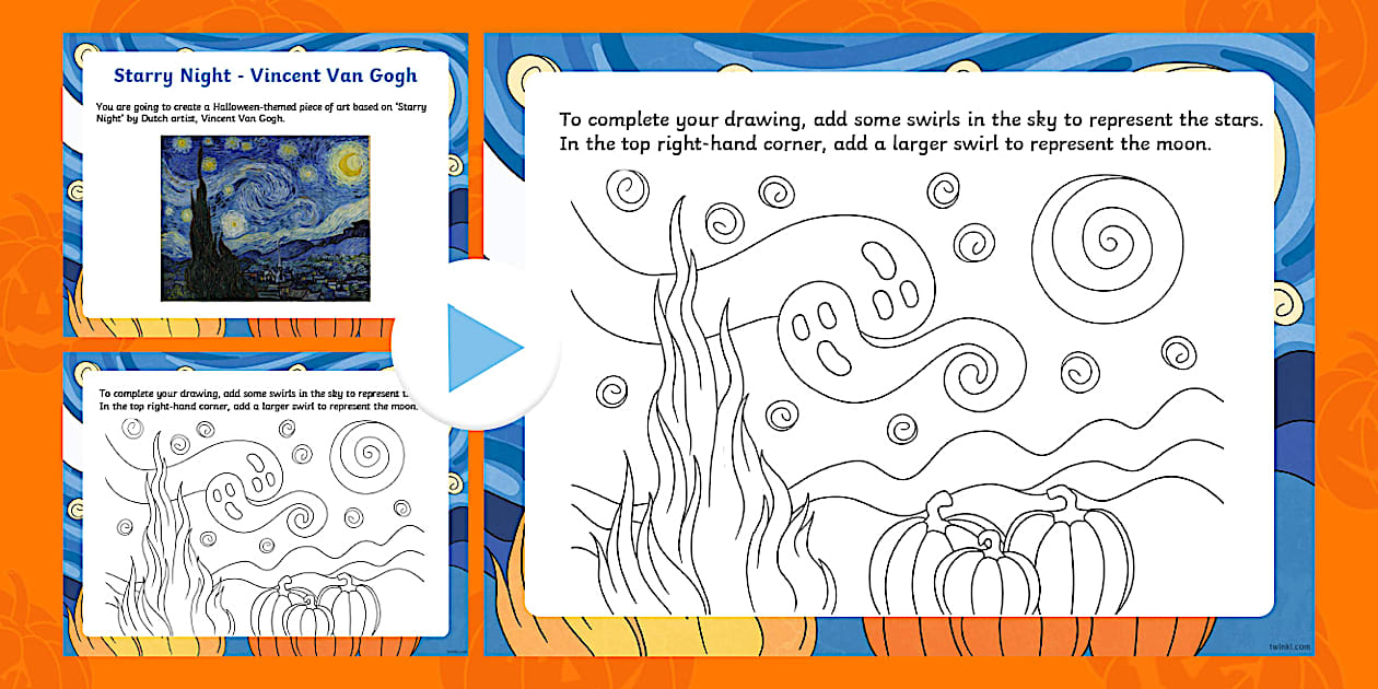The Ghostly Night Step-by-Step Art PowerPoint (Teacher-Made)