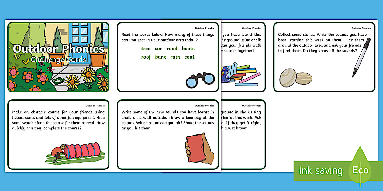 Phase 3 Outdoor Phonics Challenge Cards (Teacher-Made)