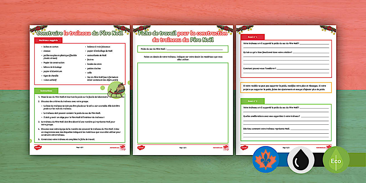 Build Santa a New Sleigh STEAM Activity French - Twinkl