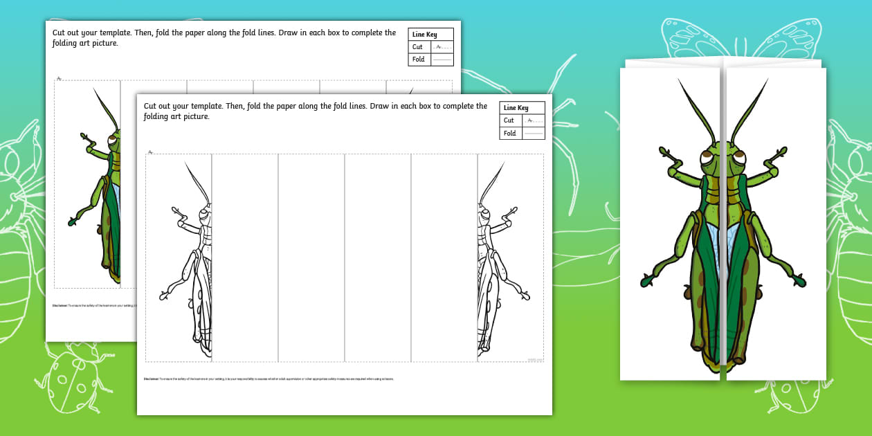 Grasshopper Folding Art Template (teacher made) - Twinkl