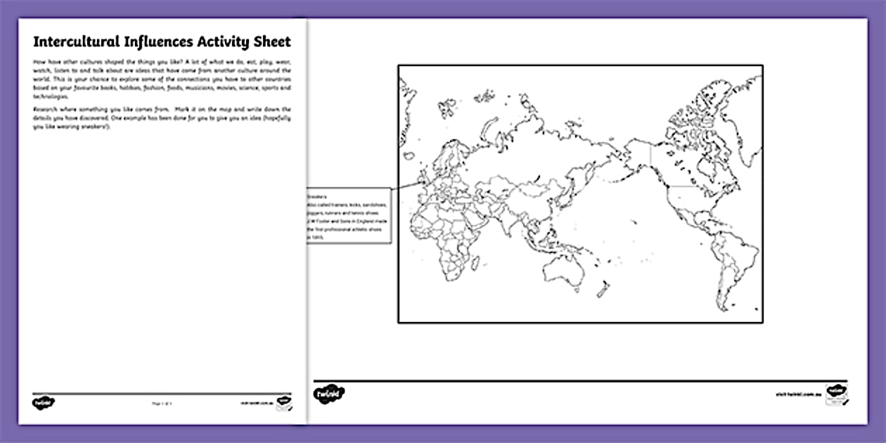 Intercultural Influences Worksheet (Teacher-Made) - Twinkl
