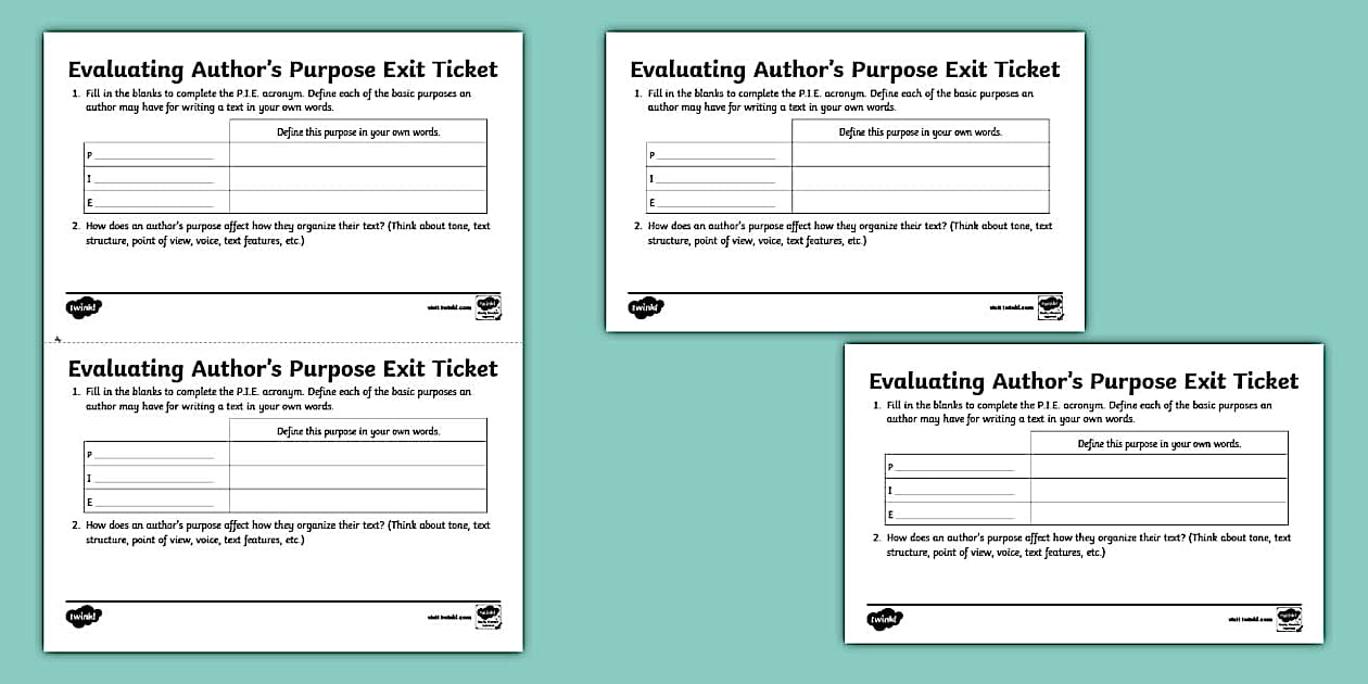 Sixth Grade Evaluating Author's Purpose Exit Ticket - Twinkl