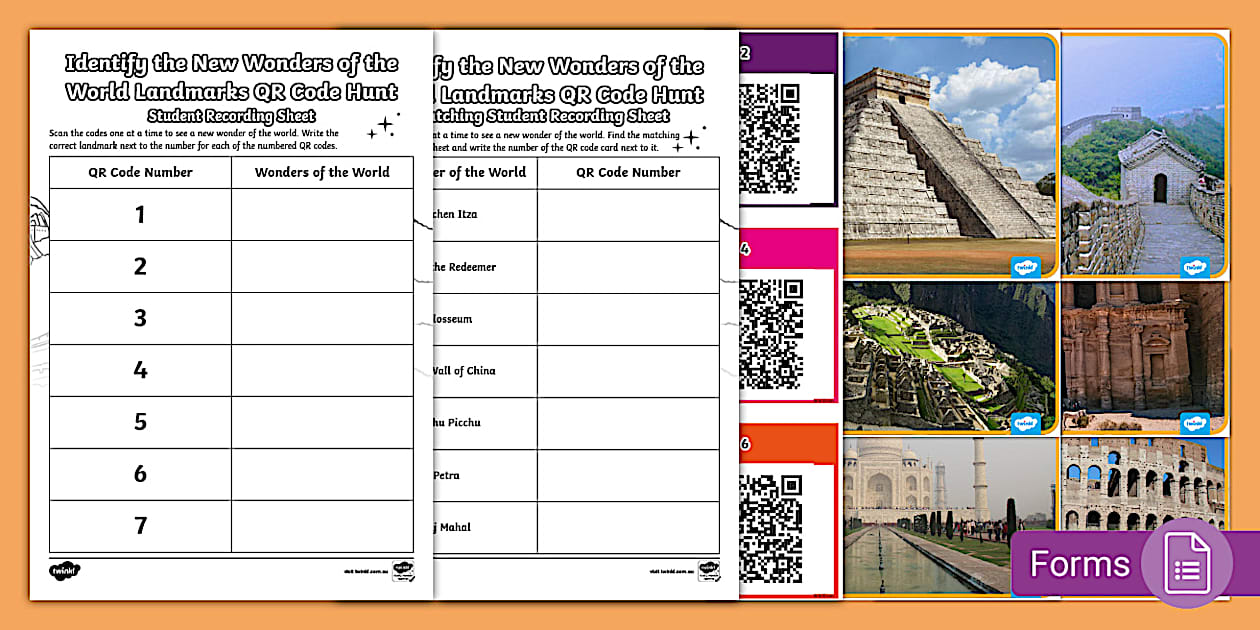 Identify the New Wonders of the World Landmarks QR Code Hunt