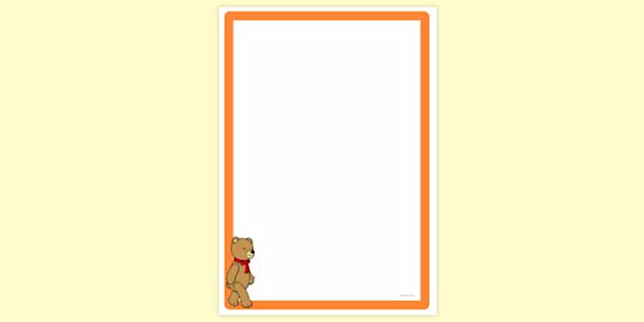 Simple Blank Teddy Bear Walking Page Border (teacher made)