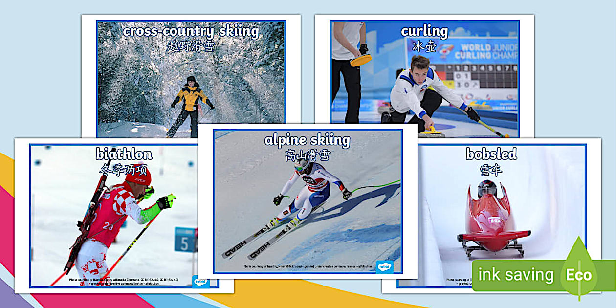 Winter Olympic Sports Photos English/Mandarin Chinese 中文