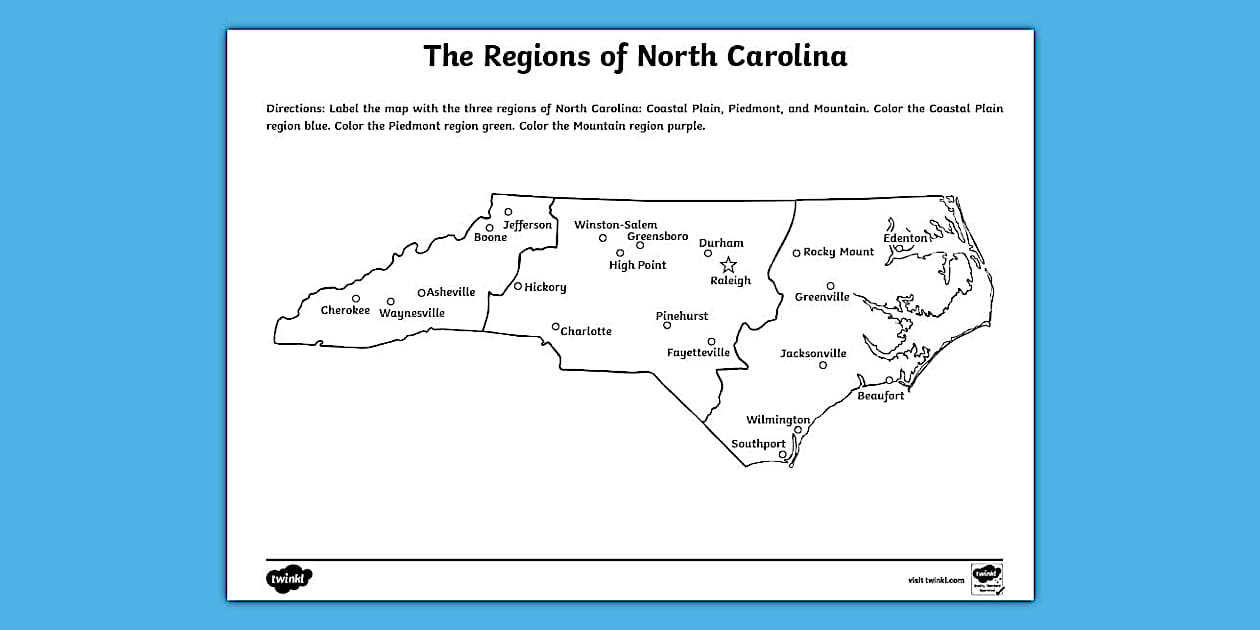 The Regions of North Carolina Map