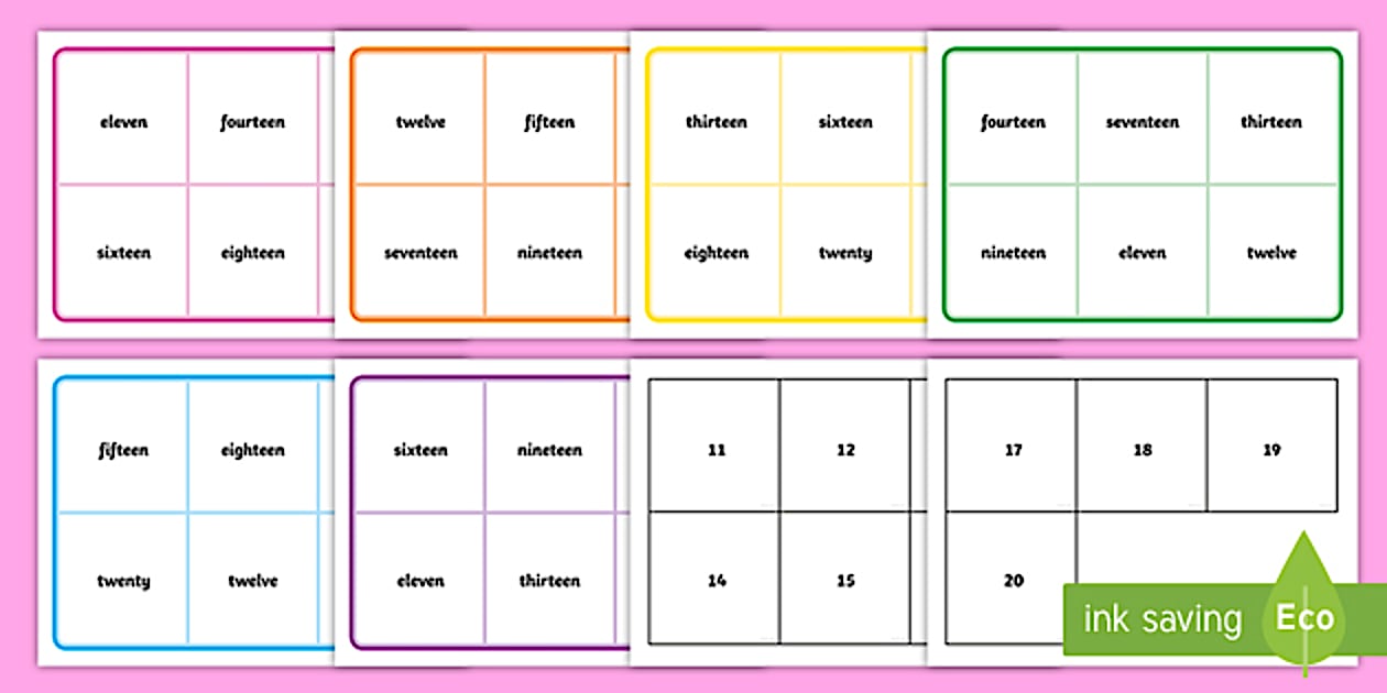 Editable Number & Words Bingo (11-20) (teacher made)