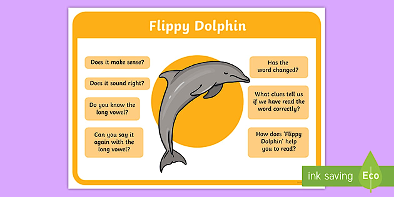 EYFS Guided Reading Strategy Question Mat - Flippy Dolphin
