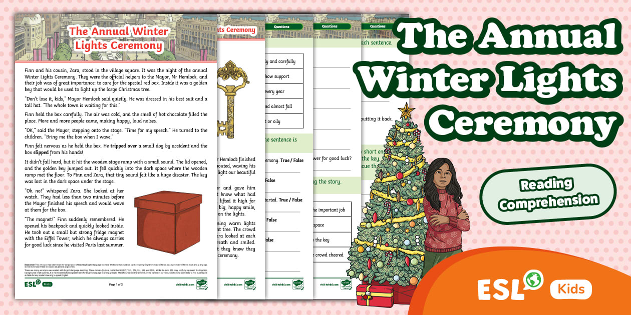 ESL The Annual Winter Lights Ceremony Reading [Kids, B1]