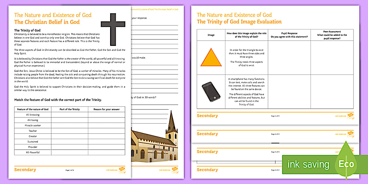 The Trinity of God Worksheet / Worksheets (teacher made)