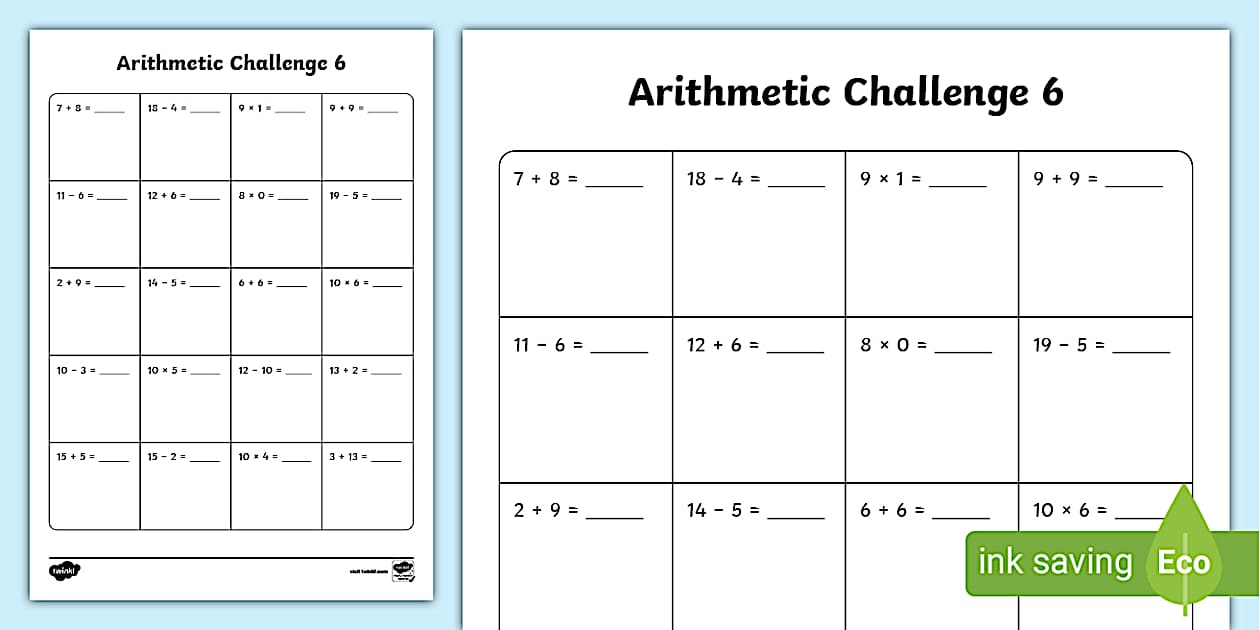👉 Year 1 Arithmetic Challenge 6 (teacher made) - Twinkl