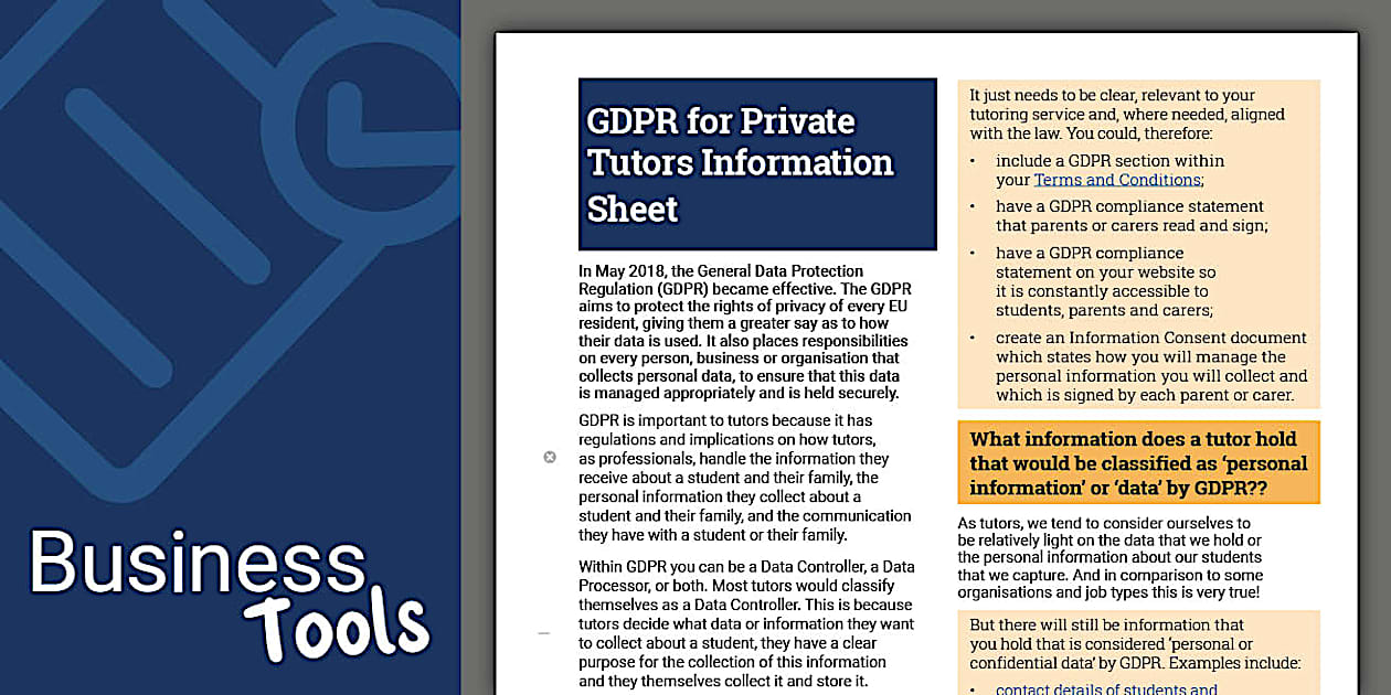 GDPR - Top Tips for Tutors (Teacher-Made) - Twinkl