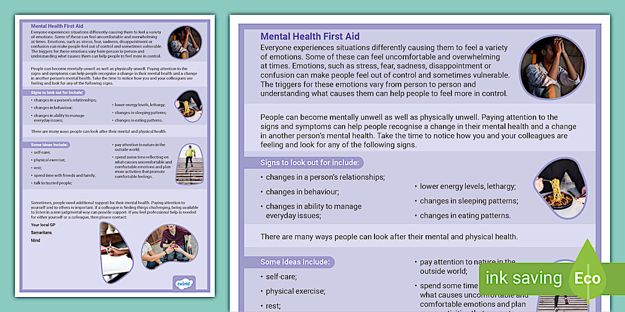 Mental Health First Aider Poster | Twinkl | Mental Health
