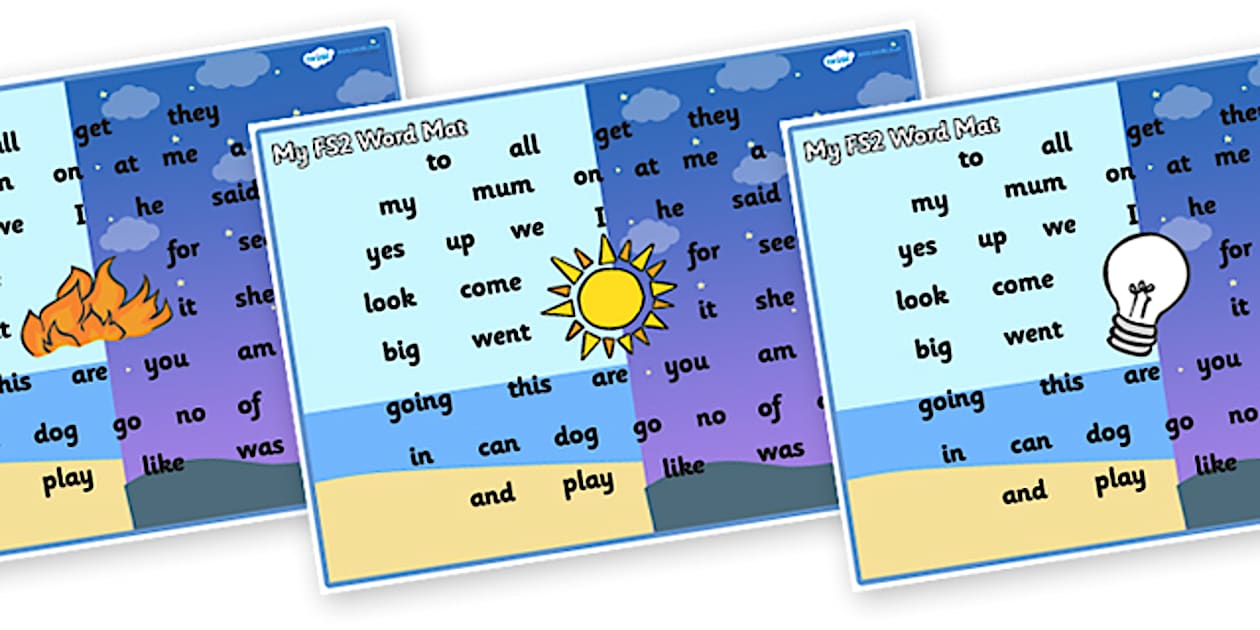 Light and Dark Themed FS2 Word Mat (teacher made) - Twinkl