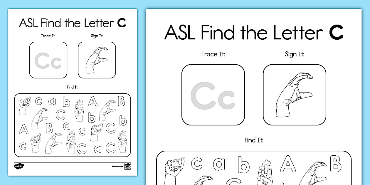 ASL Find the Letter C Activity Worksheet (Teacher-Made)
