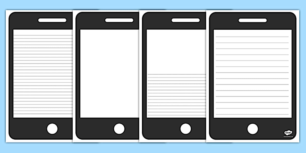 Mobile Phone Template Writing Frame for Young Learners