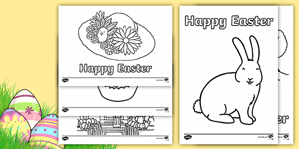 Happy Easter Colouring Pages - ESL Easter Resources - Twinkl