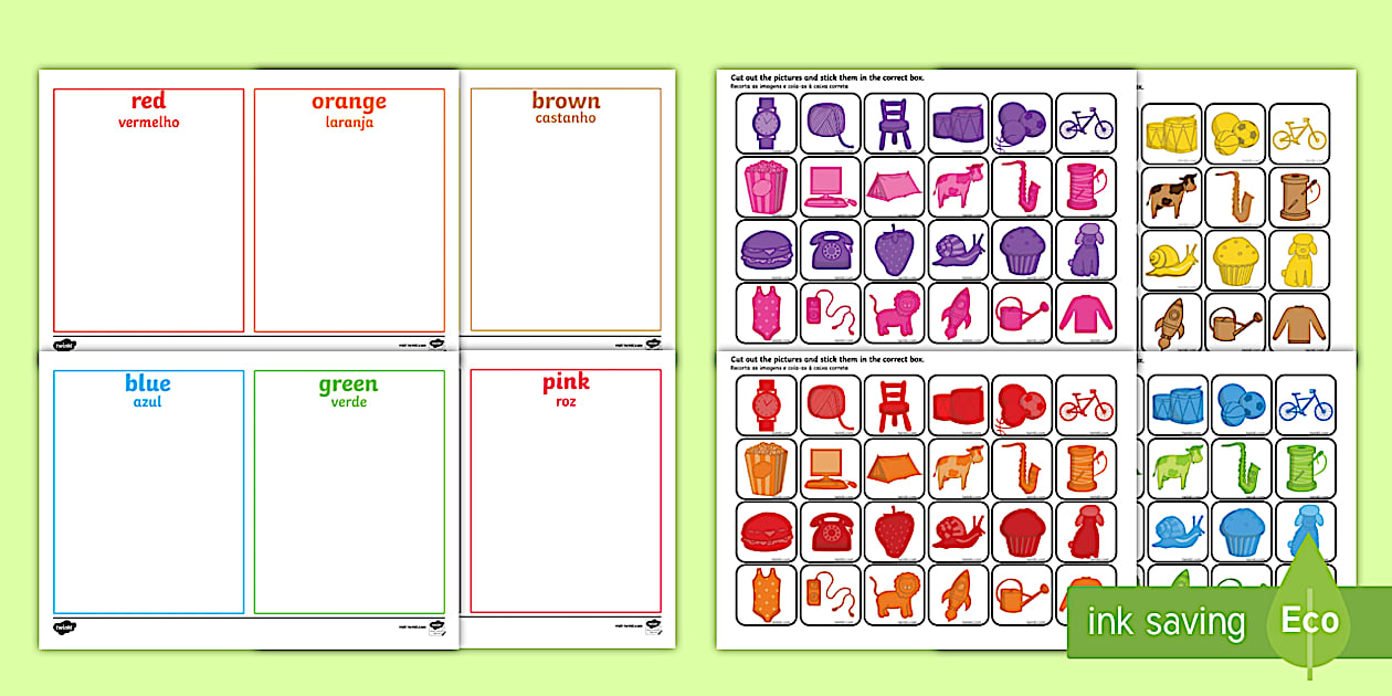 Colour Sorting Activity English/Portuguese - Colour Sorting Activity