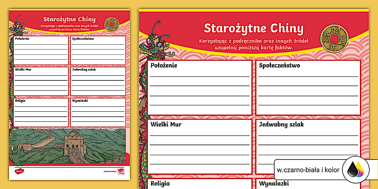 Starożytne Chiny | Historia | Karta faktów (teacher made)