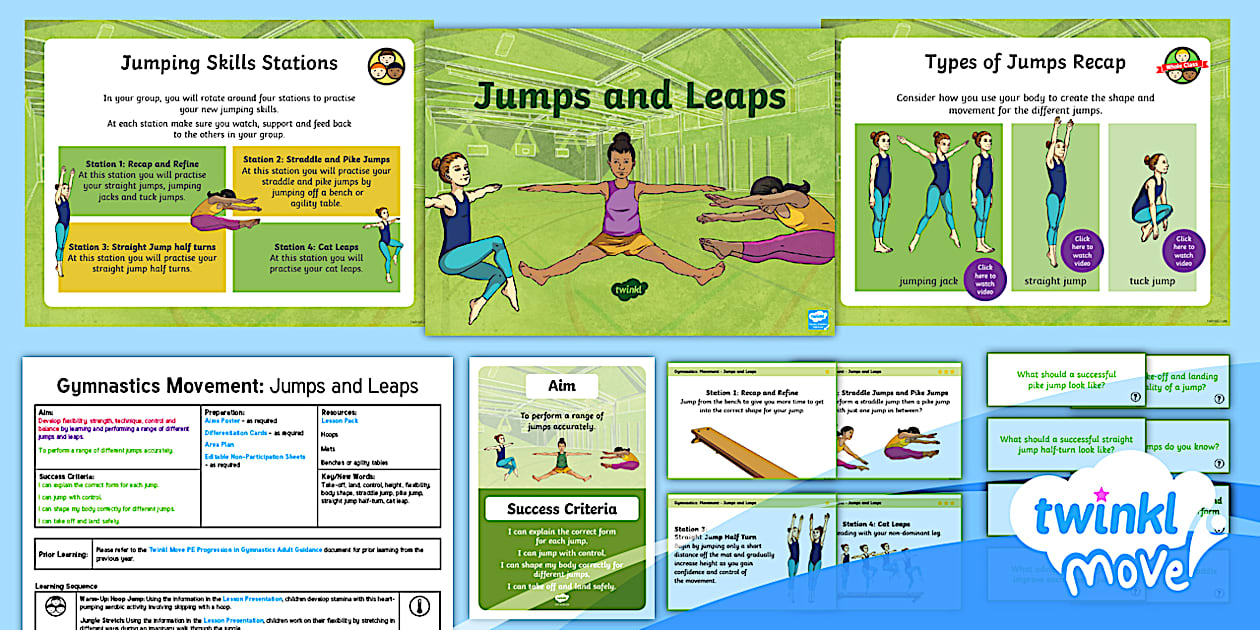 Jumping and Leaping - Year 3 PE Gymnastics Lesson - Twinkl