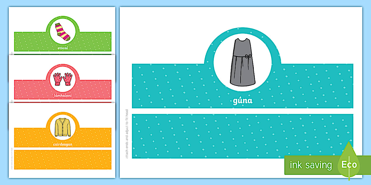 Clothes, Oral Language Headband Game Gaeilge (teacher made)