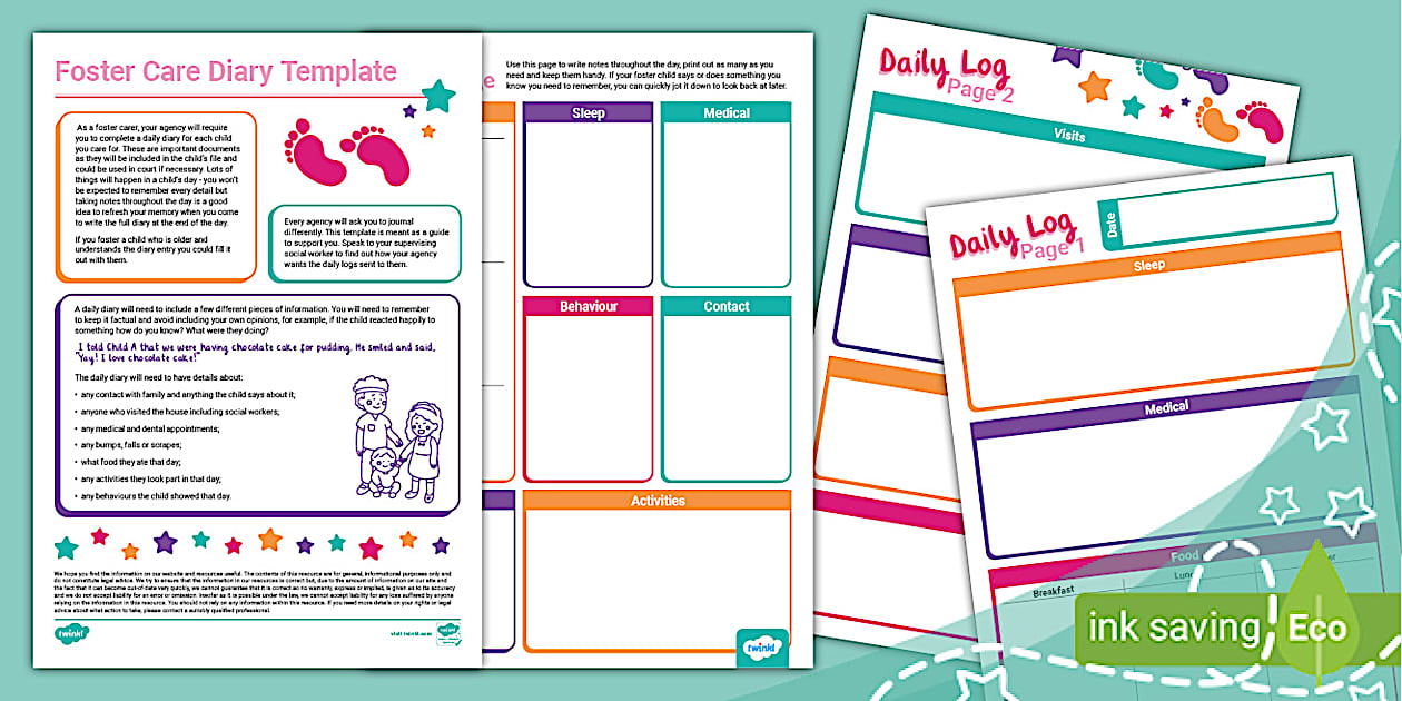 Foster Care Diary Template