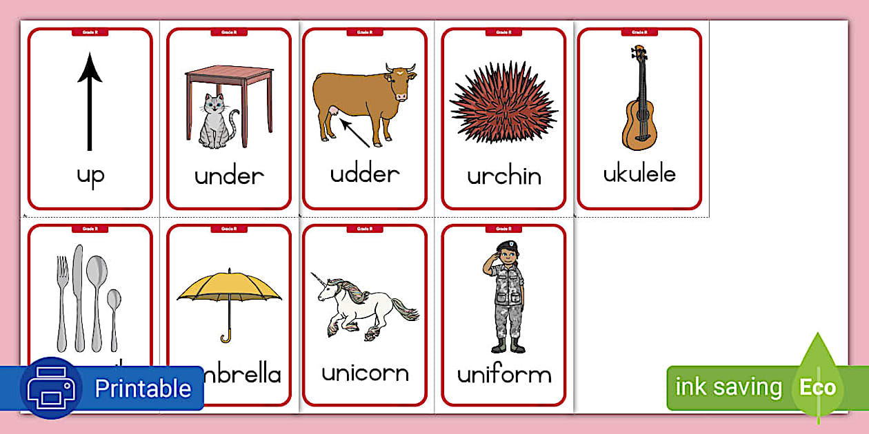 Gr. R Phonics: U Flashcards (creat de profesori) - Twinkl