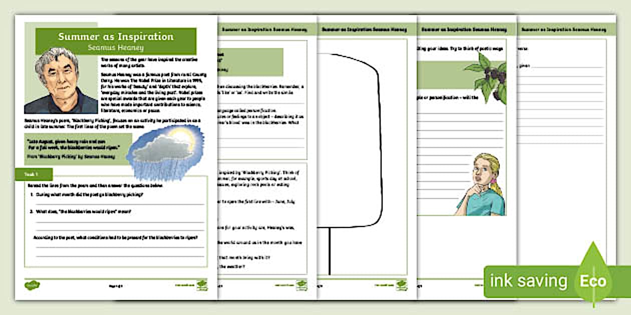 Seamus Heaney Summer as Inspiration Activity - Twinkl