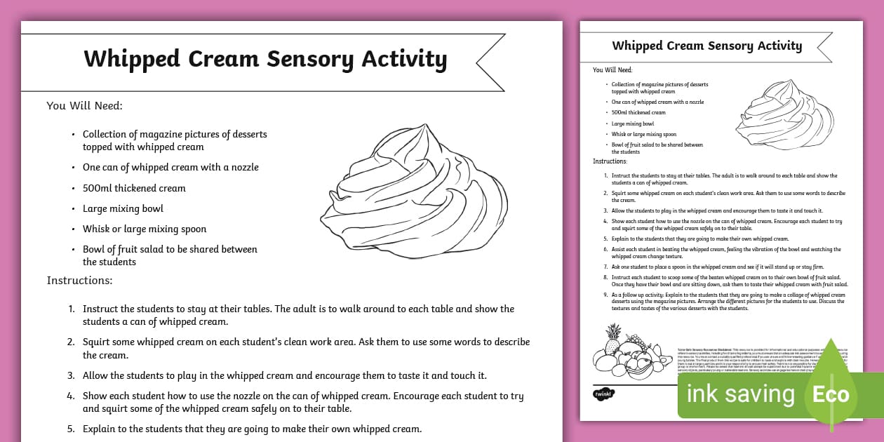 Whipped Cream Sensory Play Activity | Twinkl (teacher made)