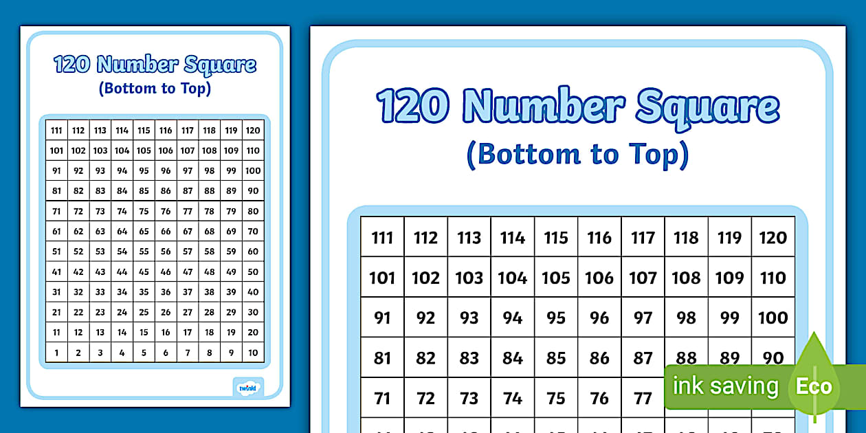 120 Number Square (Bottom to Top) (teacher made) - Twinkl