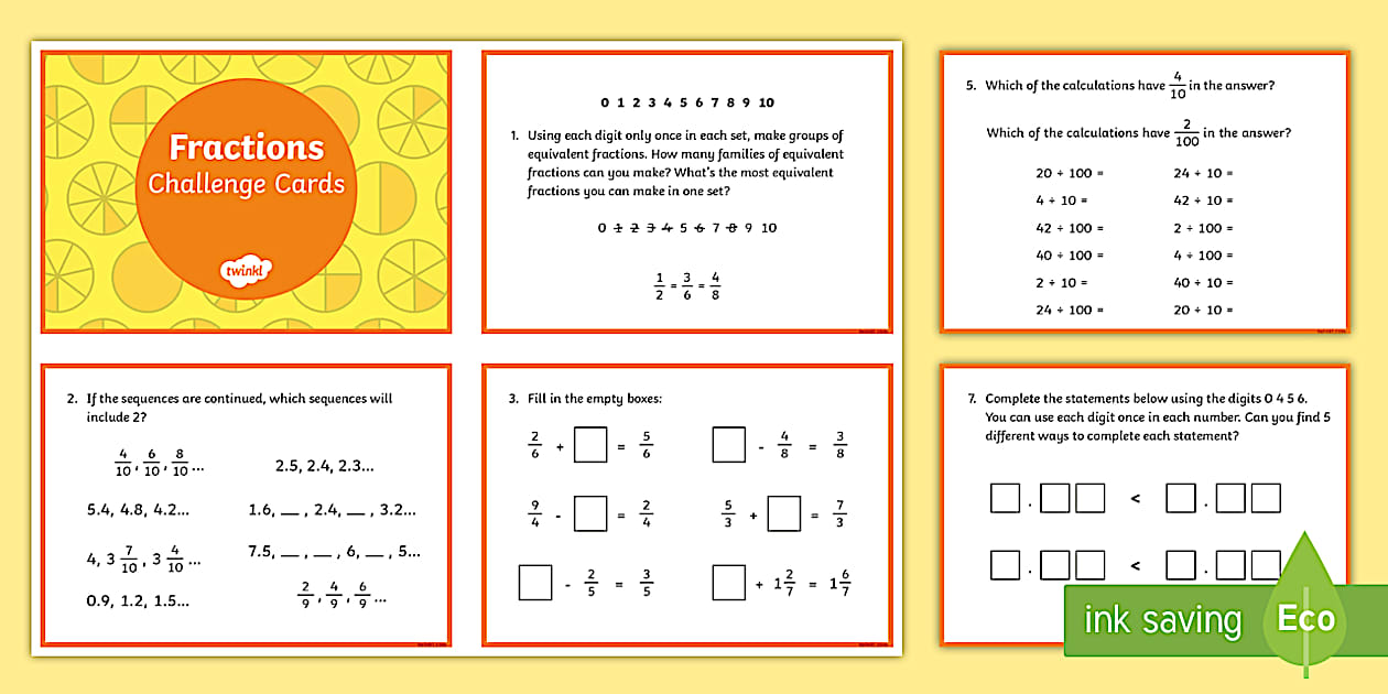 Fractions Challenge Cards (teacher made) - Twinkl