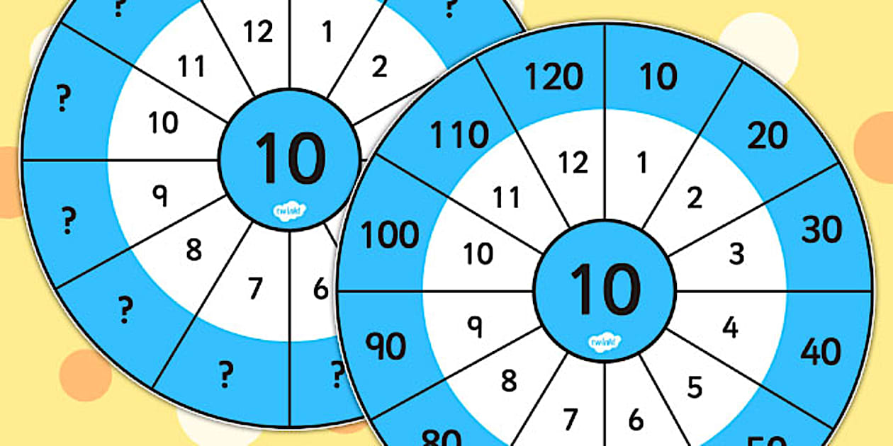 10 Times Table Wheel Cut Outs (teacher made) - Twinkl
