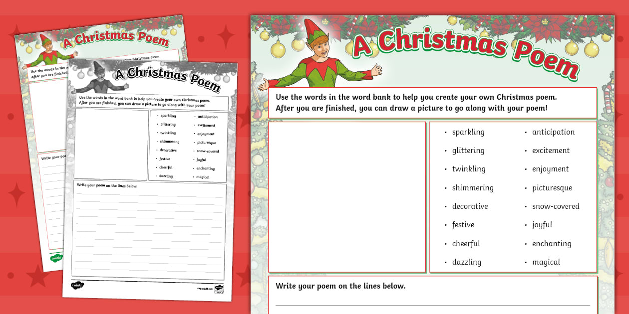 Christmas Poem Writing Template (teacher made) - Twinkl