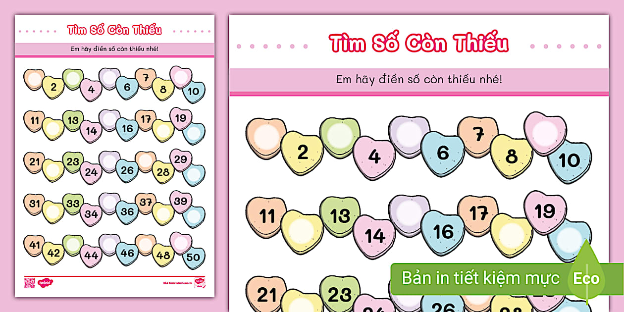 Tìm Số Còn Thiếu Chủ Đề Ngày Valentine - Twinkl