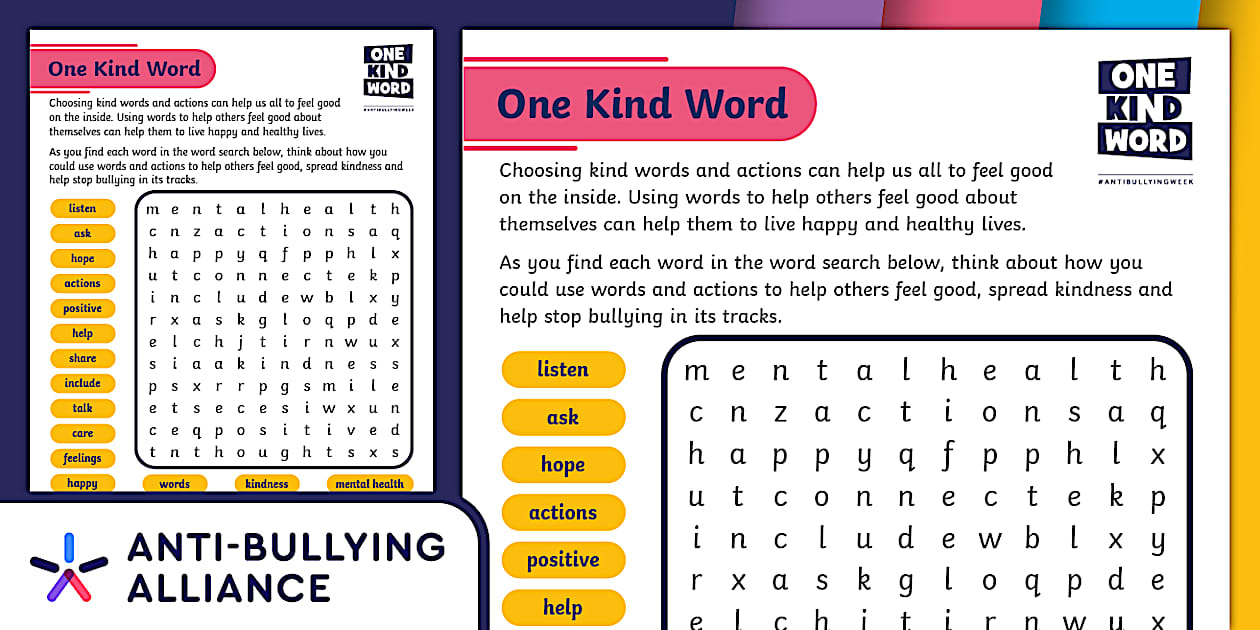 One Kind Word Anti-Bullying Week Word Search