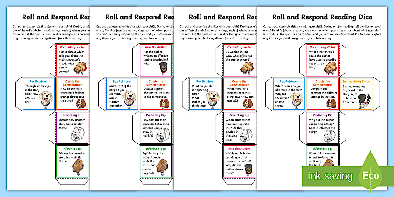 Roll and Respond Reading Dice Nets - Twinkl