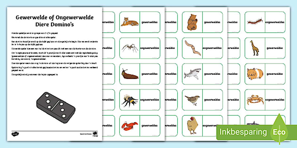 Gewerweldes en Ongewerweldes Dominos (teacher made) - Twinkl