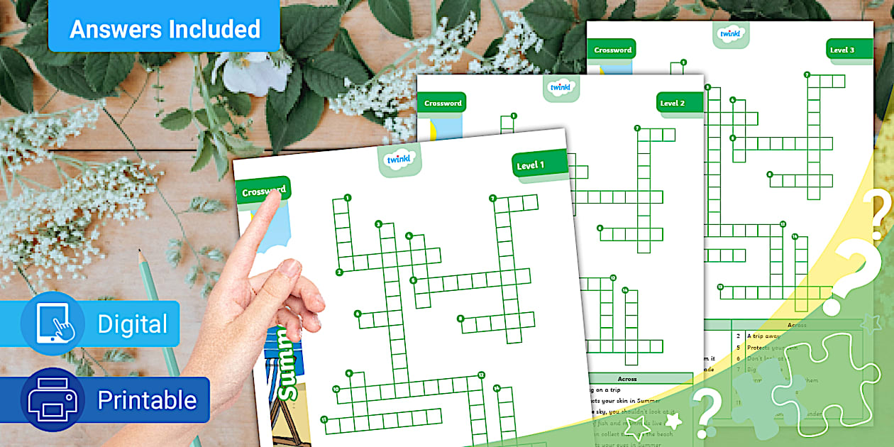 Summer Crossword - All Levels - Twinkl Puzzled - Kids Puzzle