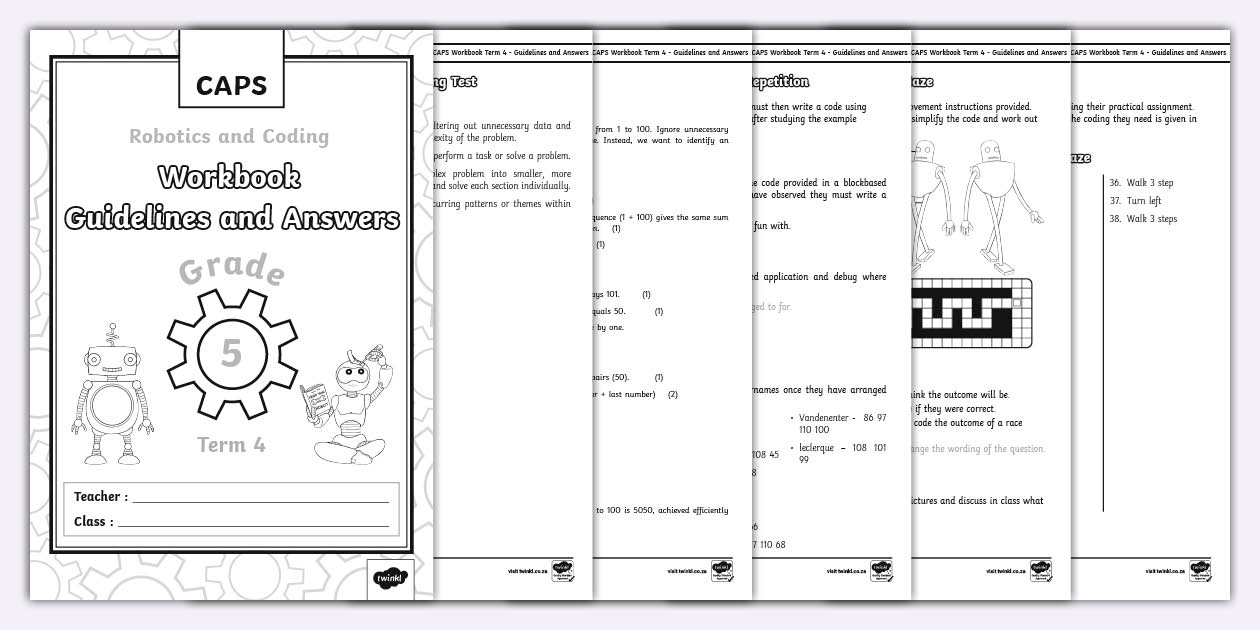 Grade 5 CAPS Workbook Term 4 Guidelines and Answers - Twinkl