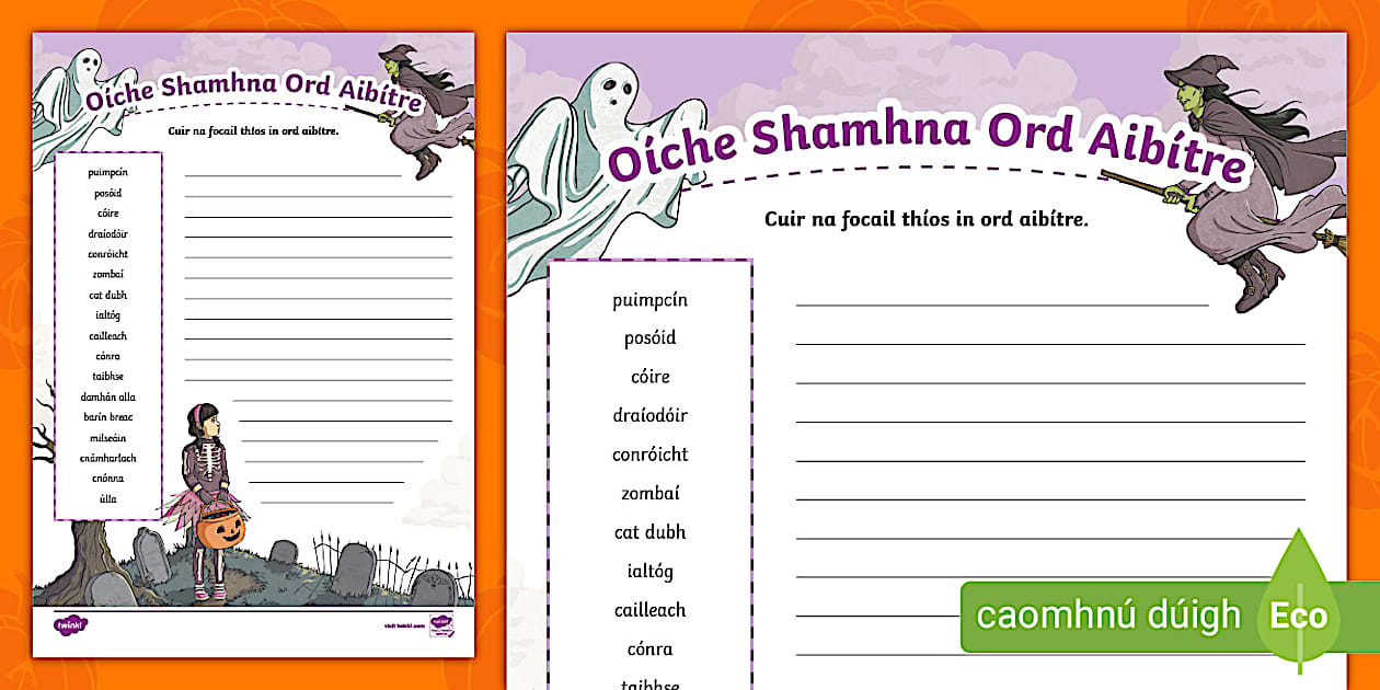 Oíche Shamhna Ord Aibítre (Teacher-Made) - Twinkl