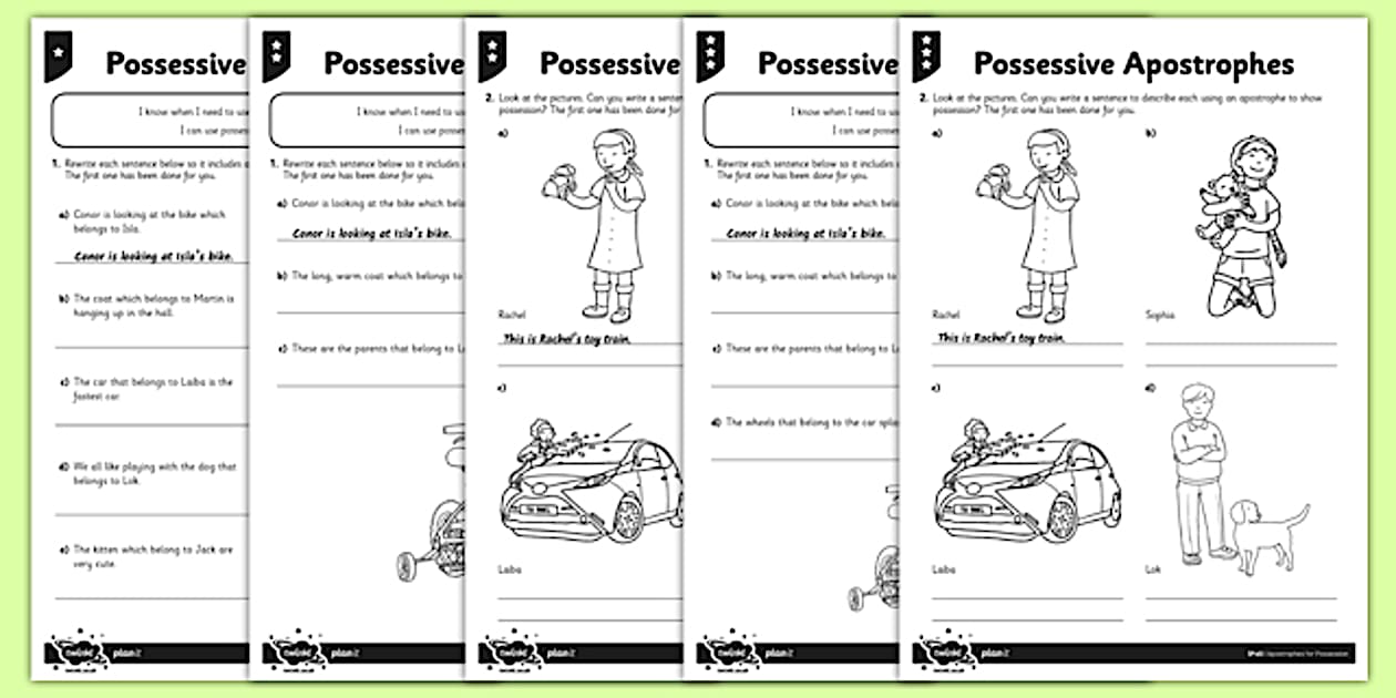 Possessive Apostrophes Differentiated Worksheet Pack