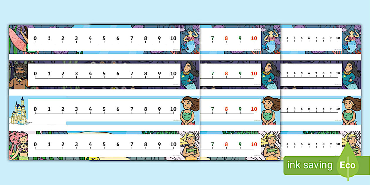 The Little Mermaid Number Lines 0-10 (teacher made) - Twinkl