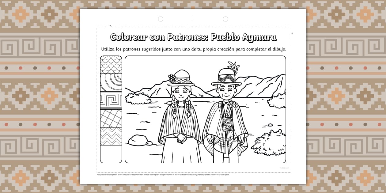 Guía de Trabajo: Colorear con Patrones - Pueblo Aymara