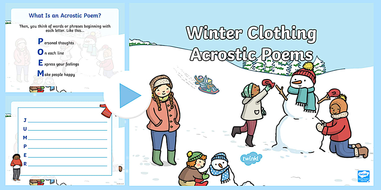 Winter Clothing Acrostic Poems PowerPoint (teacher made)