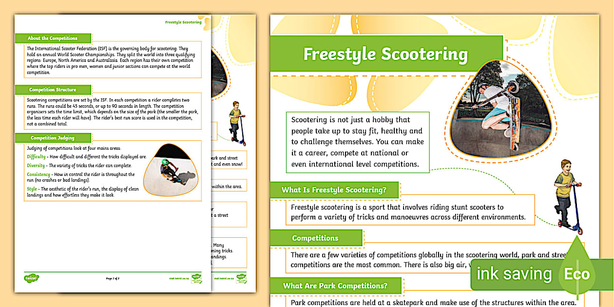 Scootering Fact Sheet (teacher made) - Twinkl