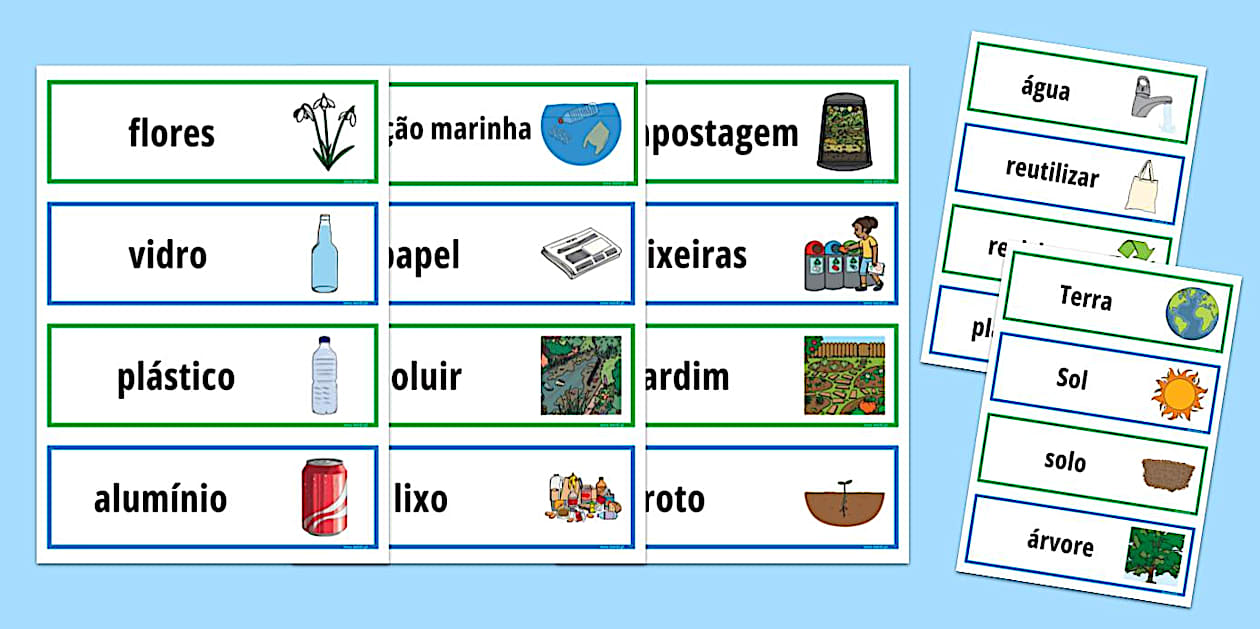 Cartões com Palavras sobre o Dia da Terra